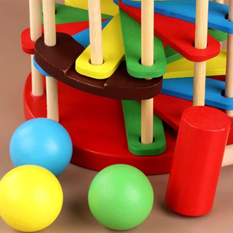 Wooden Ball Drop Toy Wooden Pounding Toy Kids Pounding Bench - Etsy