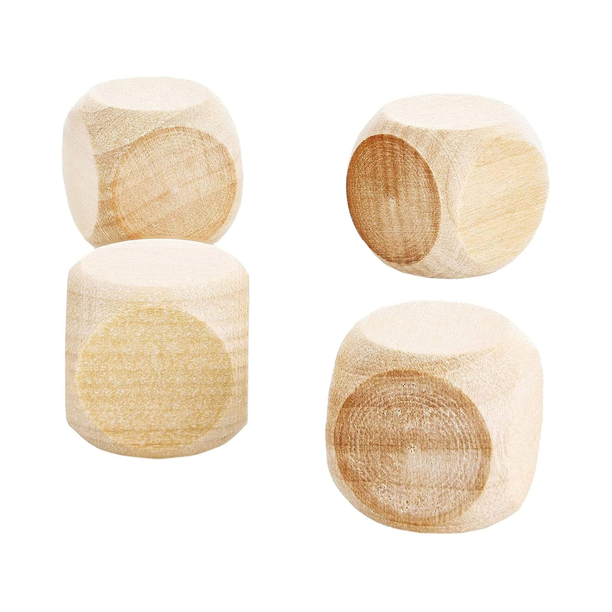 60 Unfinished Wooden Dice Set, Blank Square Dices, Round Edges Wood ...