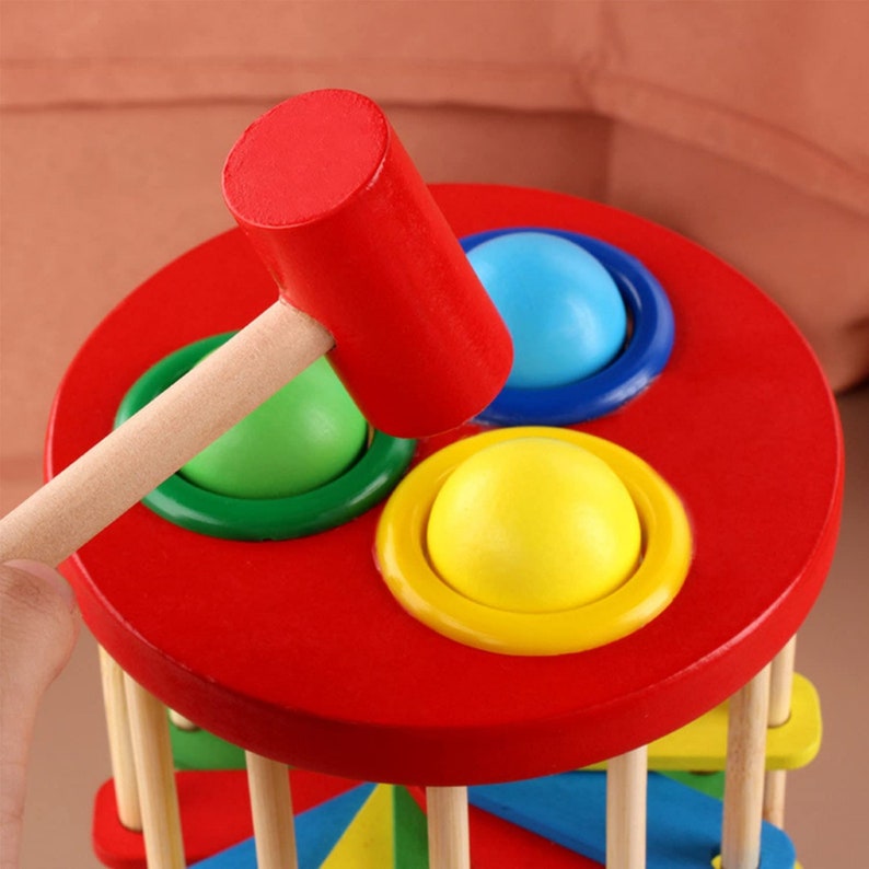 Wooden Ball Drop Toy Wooden Pounding Toy Kids Pounding Bench - Etsy