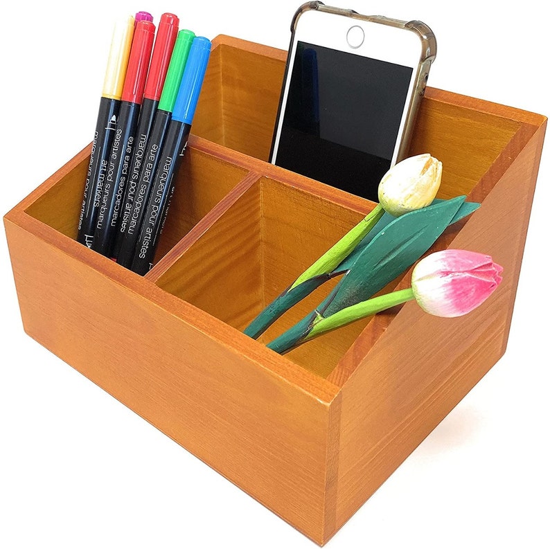 Wood Desk Organizer Box, Christmas Gift, Gift for Dad, Birthday Gift ...