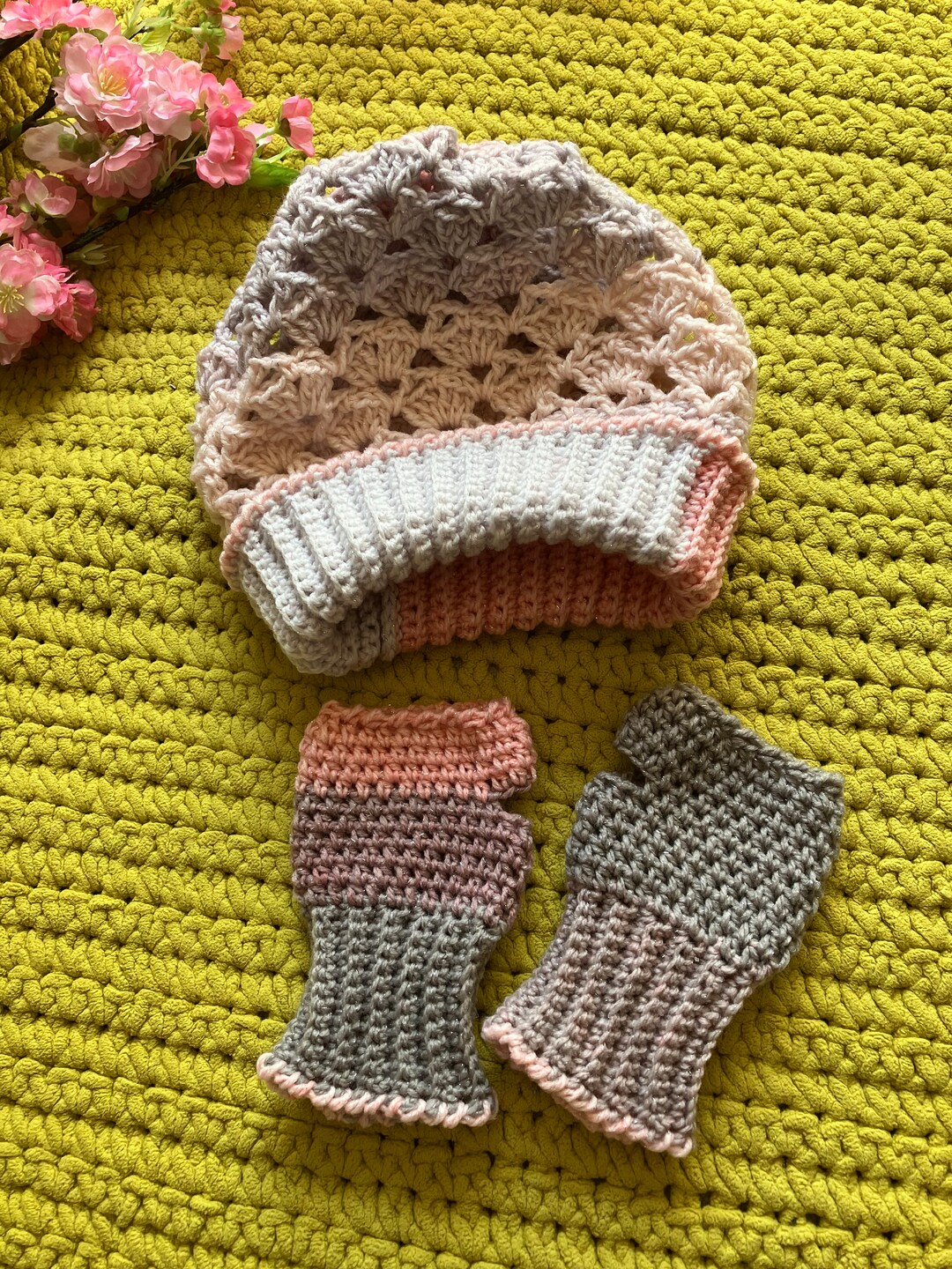 Hat and Mitten Set, Crochet Set, Mandala Crochet Hat, Mandala Crochet ...