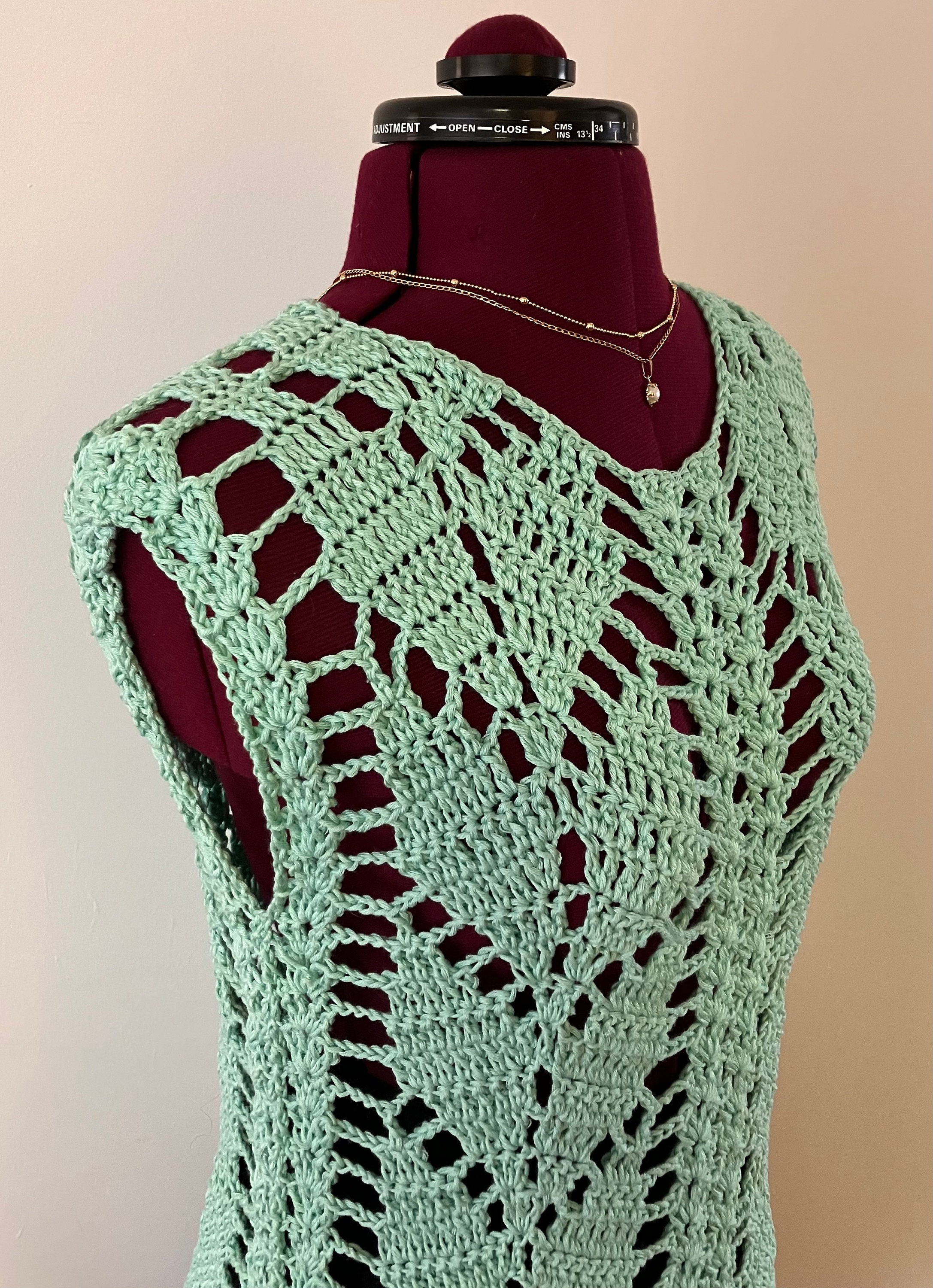 Handmade Crochet Ladies Top, Aqua Green Bamboo Yarn, Small Size - Etsy