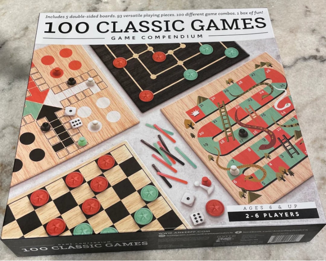 100 Classic Board Game Set for the Whole Family / Perfect for Game ...