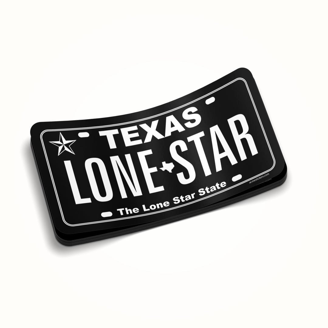 Set of 2 Stickers Texas Lone Star Plate/stickers black Full Color ...