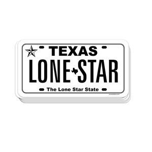 Set of 2 Stickers Texas Lone Star Plate/stickers white Full Color ...