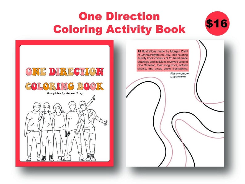 One Direction Coloring and Activity Book | Etsy