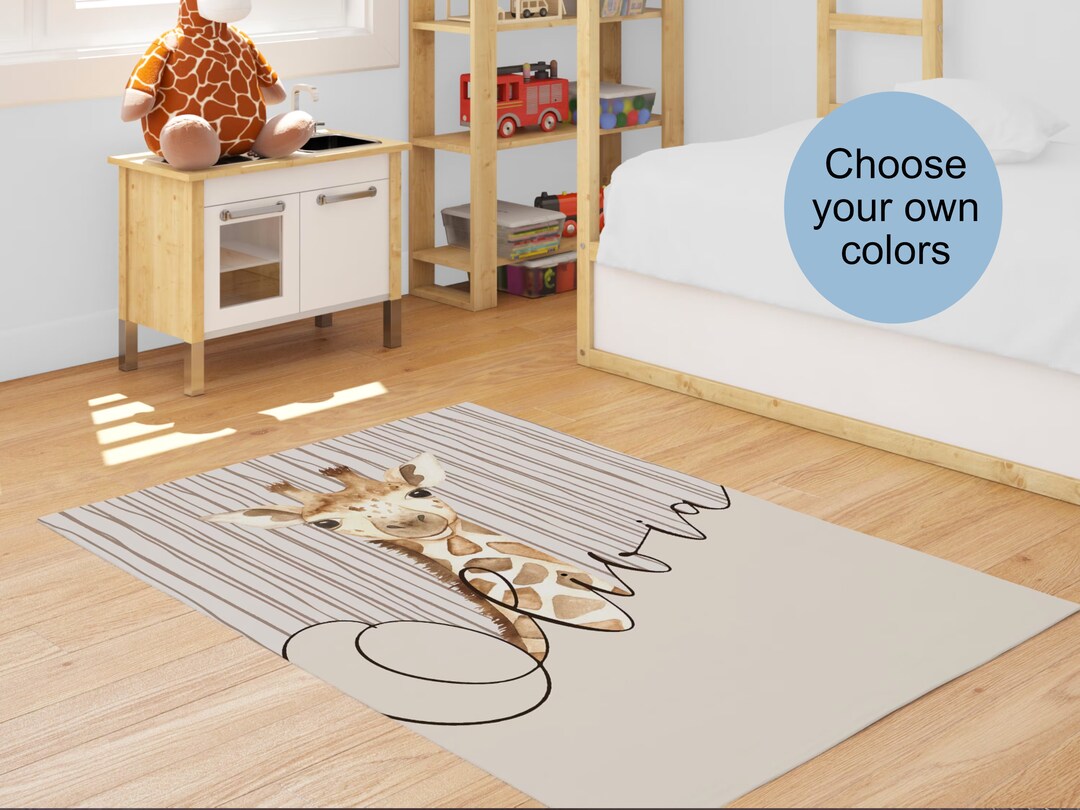 Nursery Decor Nursery Area Rug Personalized Area Rugs Giraffe Safari ...