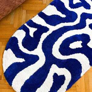 Waves in a Square, Blue Wave Rug, Tufting Rug and Abstract Shapes ...