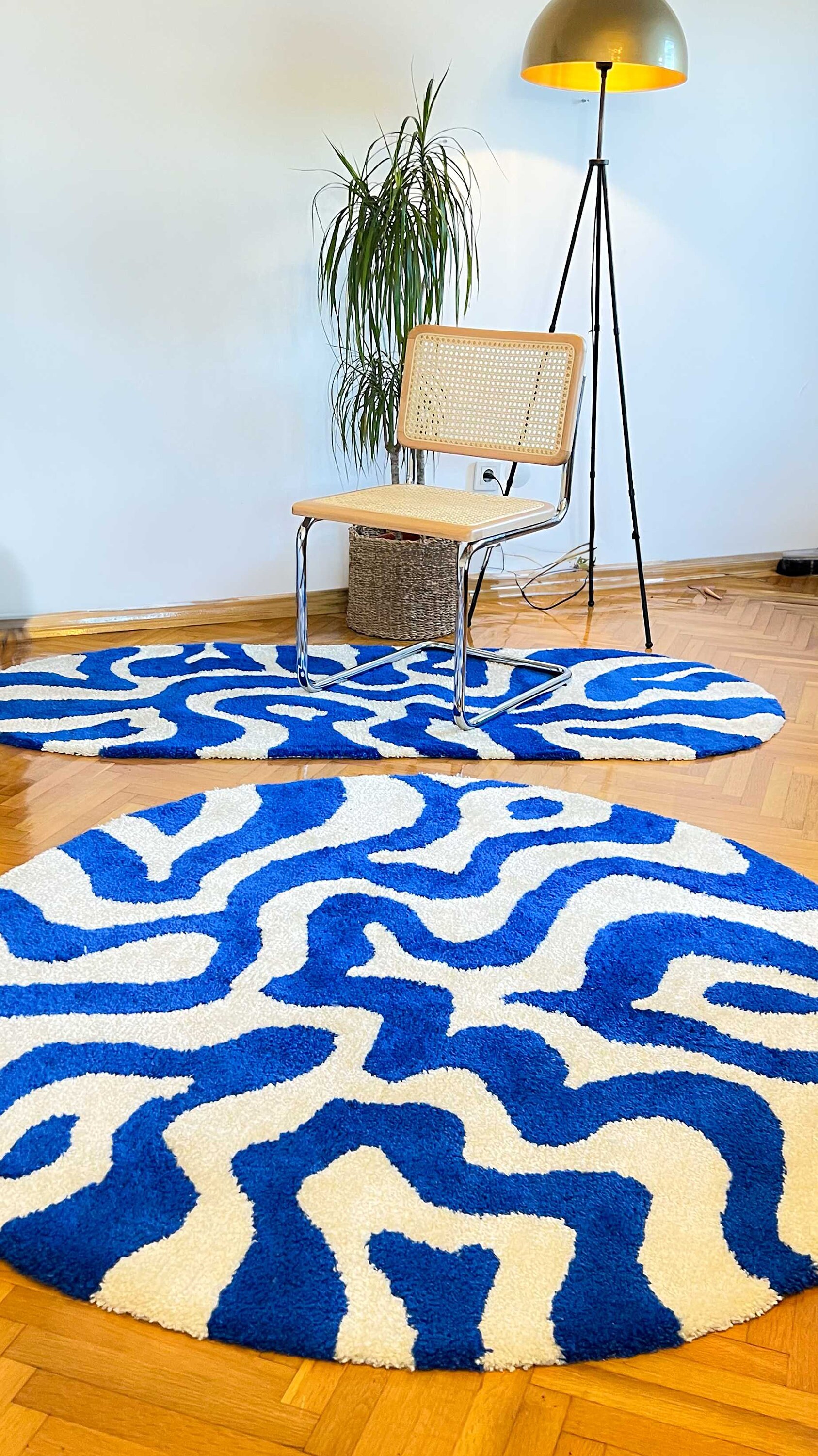 Waves in a Square, Blue Wave Rug, Tufting Rug and Abstract Shapes ...