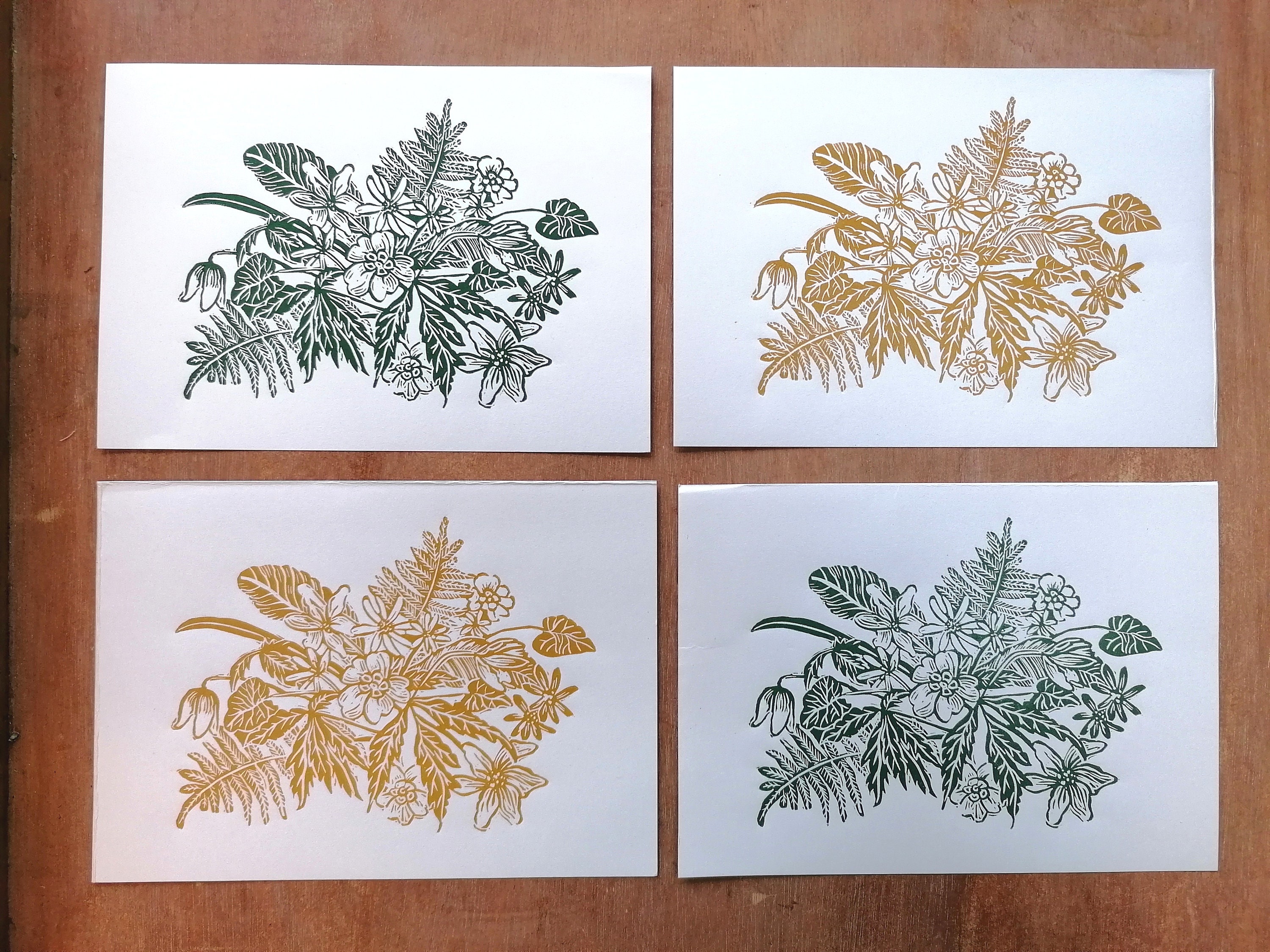 Original Lino Print of Spring Flowers - Etsy