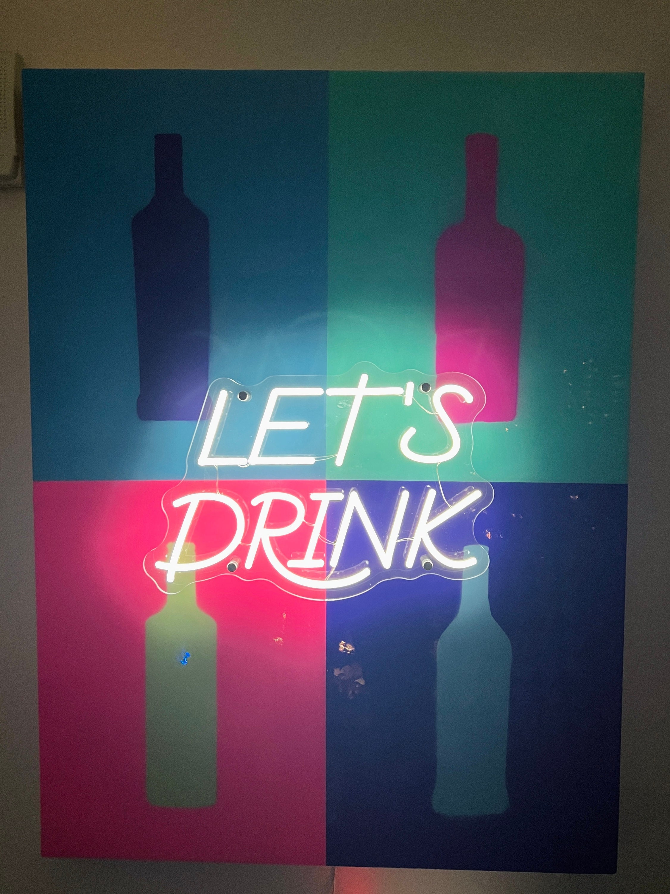 Bar Wall Art With Vibrant Neon Sign - Etsy