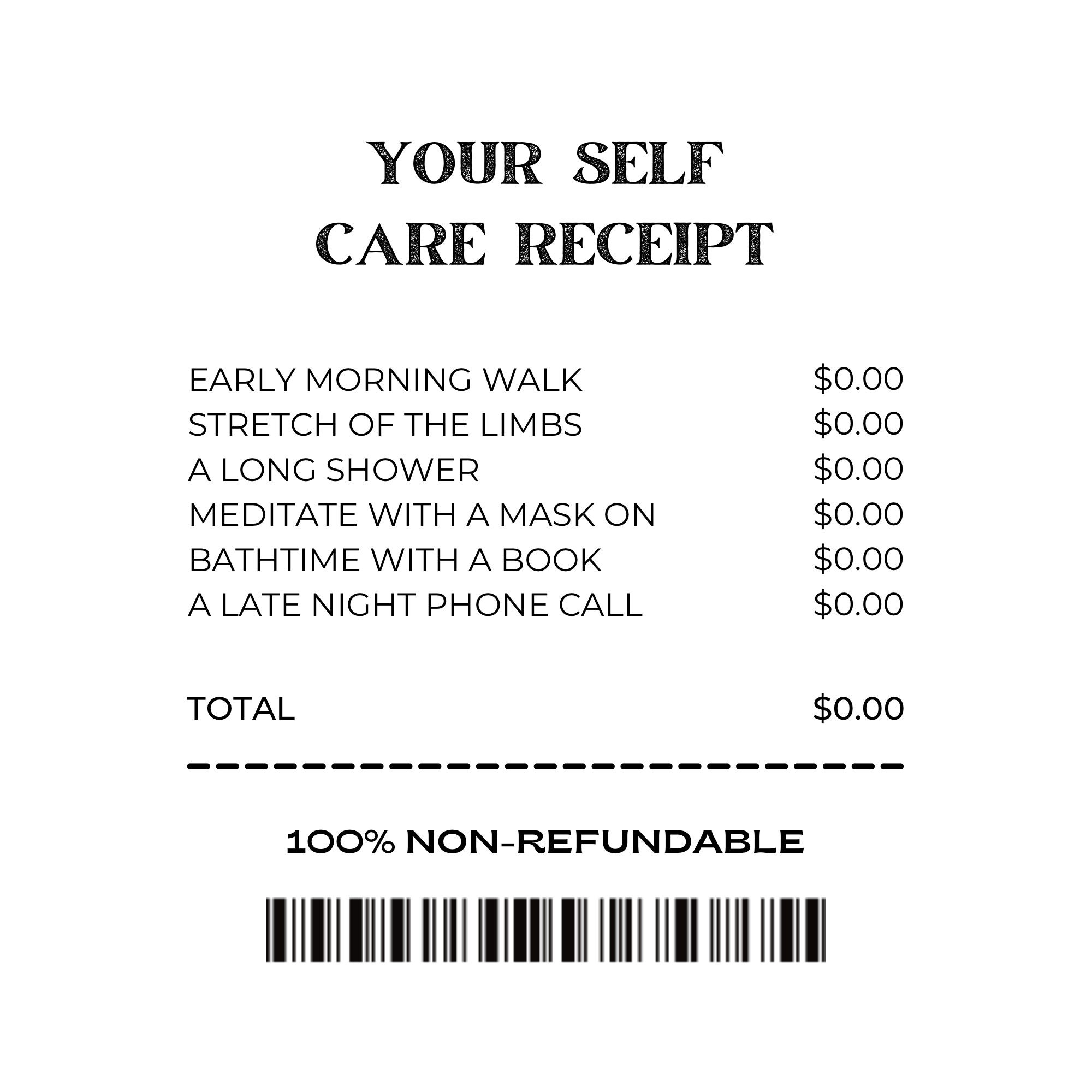 Self Care Receipt SVG - Etsy
