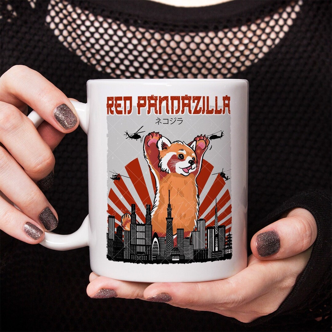 Red Pandazilla Mug, Panda Lover Mug, Funny Red Panda Mug, Vintage ...