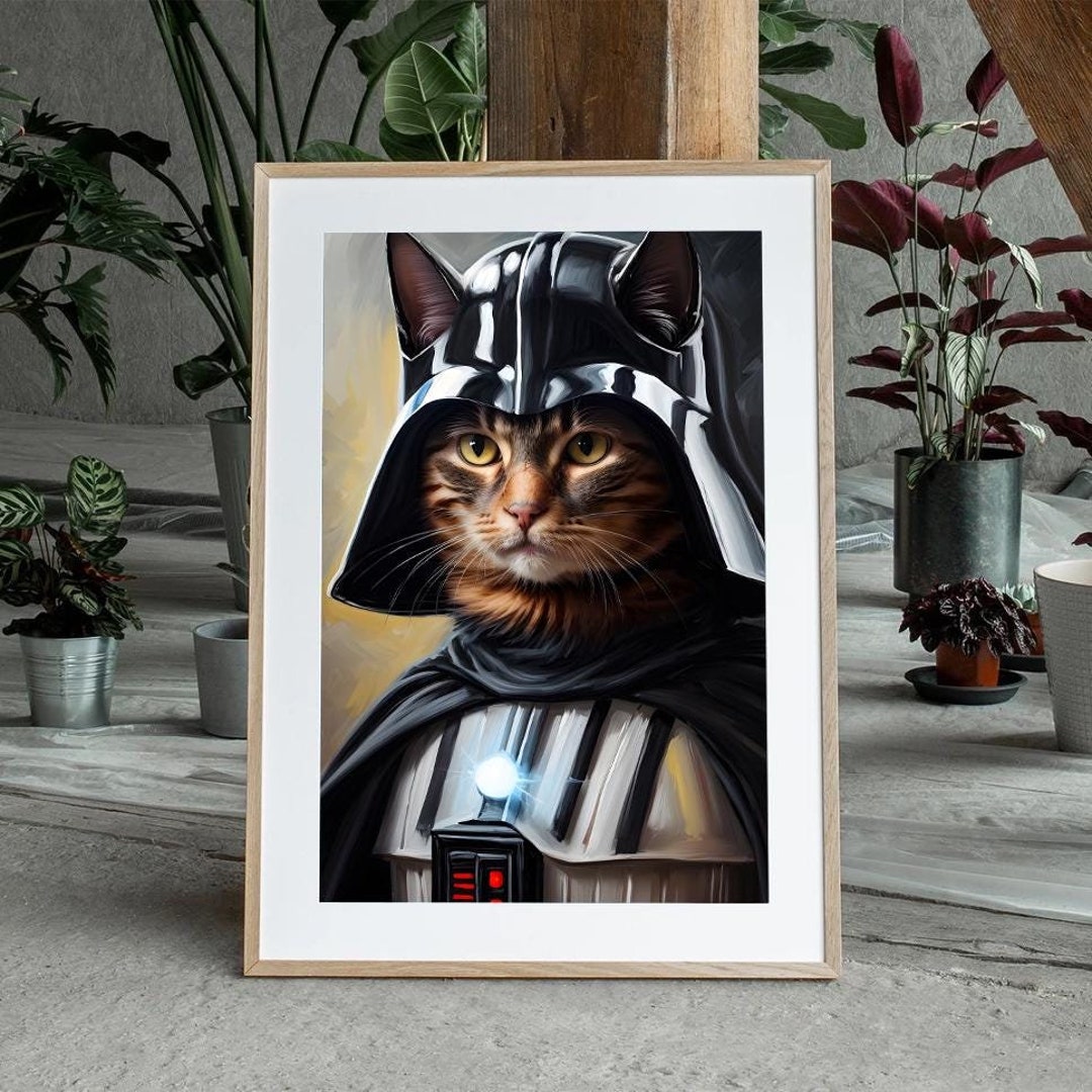Vintage Cat Vader Cosplay Funny Posters, Kawaii Prints Decor, Unique ...