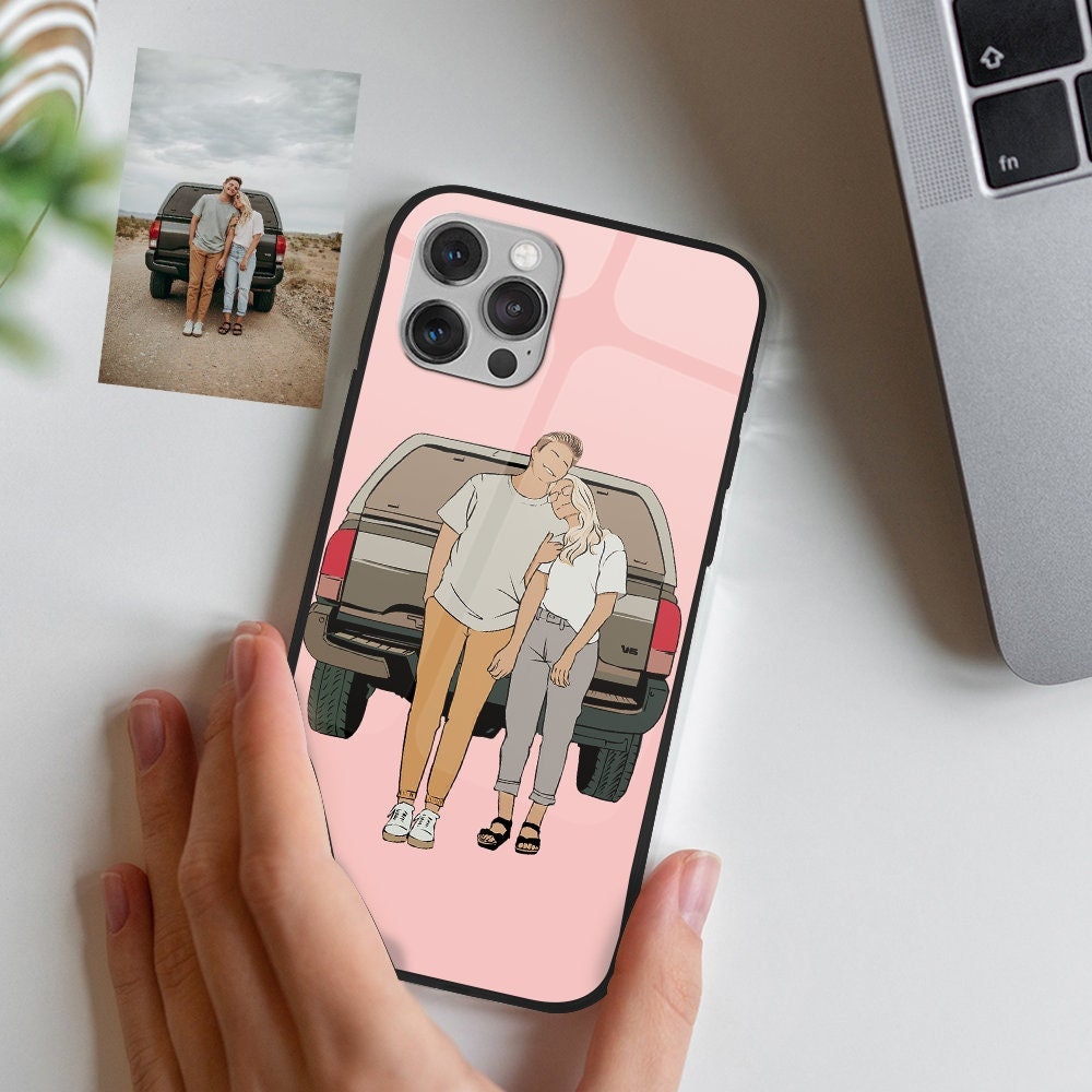 Custom Couple Portrait Minimalist Phone Case Personalised - Etsy