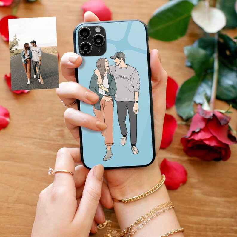 Custom Couple Portrait Minimalist Phone Case Personalised - Etsy