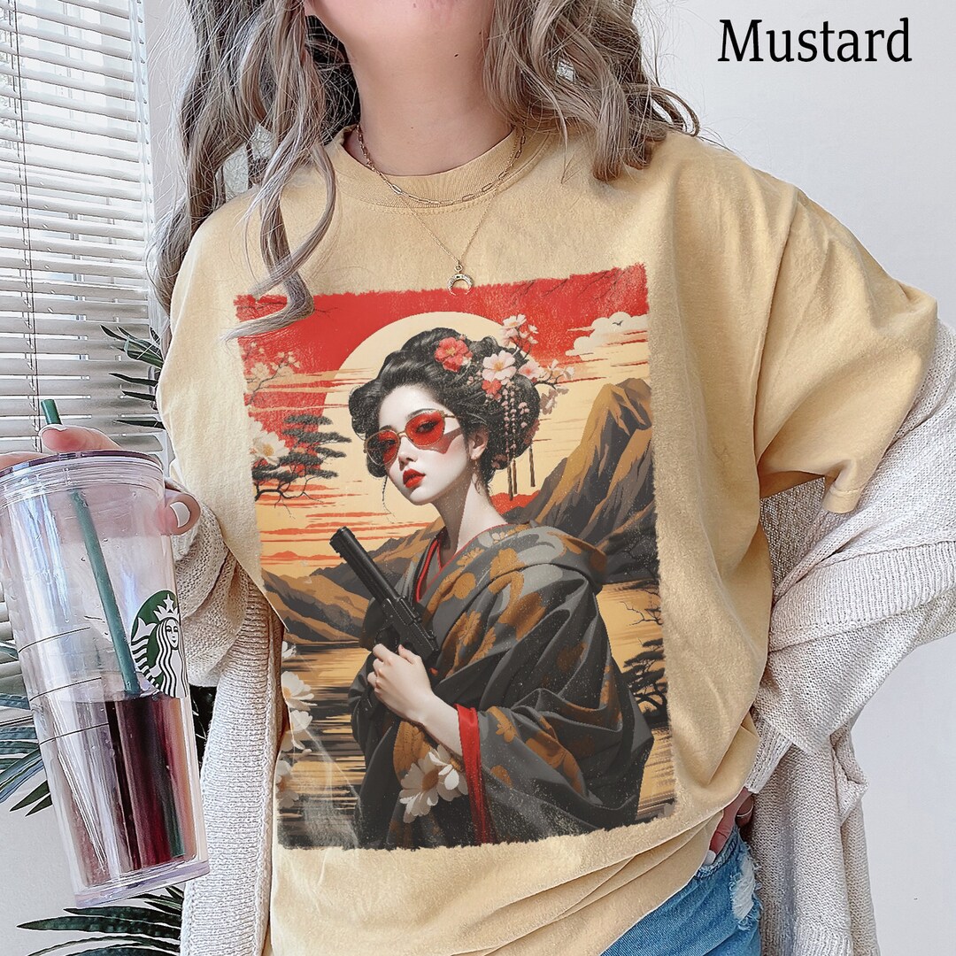 Chica japonesa Geisha Arte moderno Ropa de calle Geisha con gafas de ...