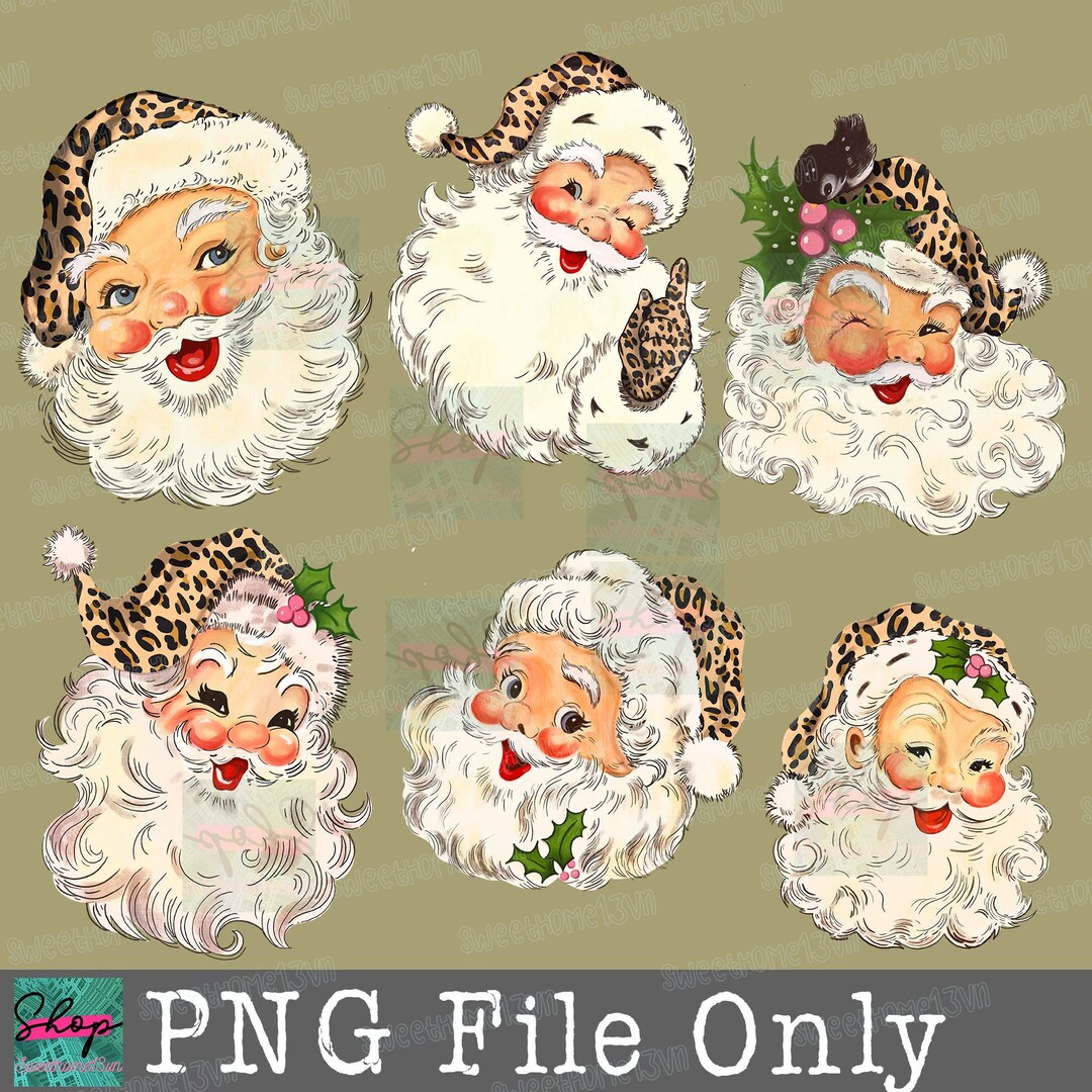 Vintage Digital Clipart 6 Leopard Santa Claus Christmas Vintage ...