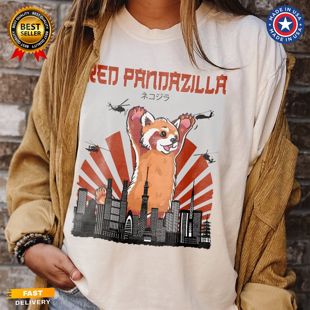 Red Pandazilla Panda Lover Tee Shirt, Funny Red Panda Shirt, Vintage ...