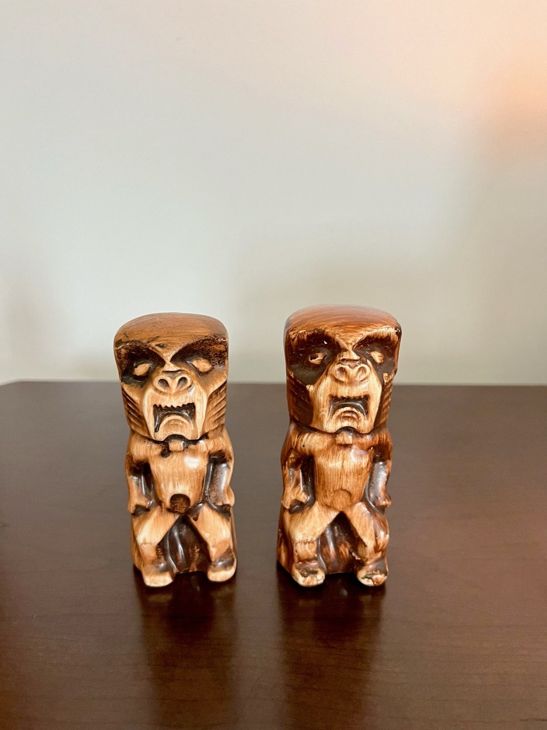 Mid-century Modern Tiki Man Ceramic Salt & Pepper Shakers - Etsy