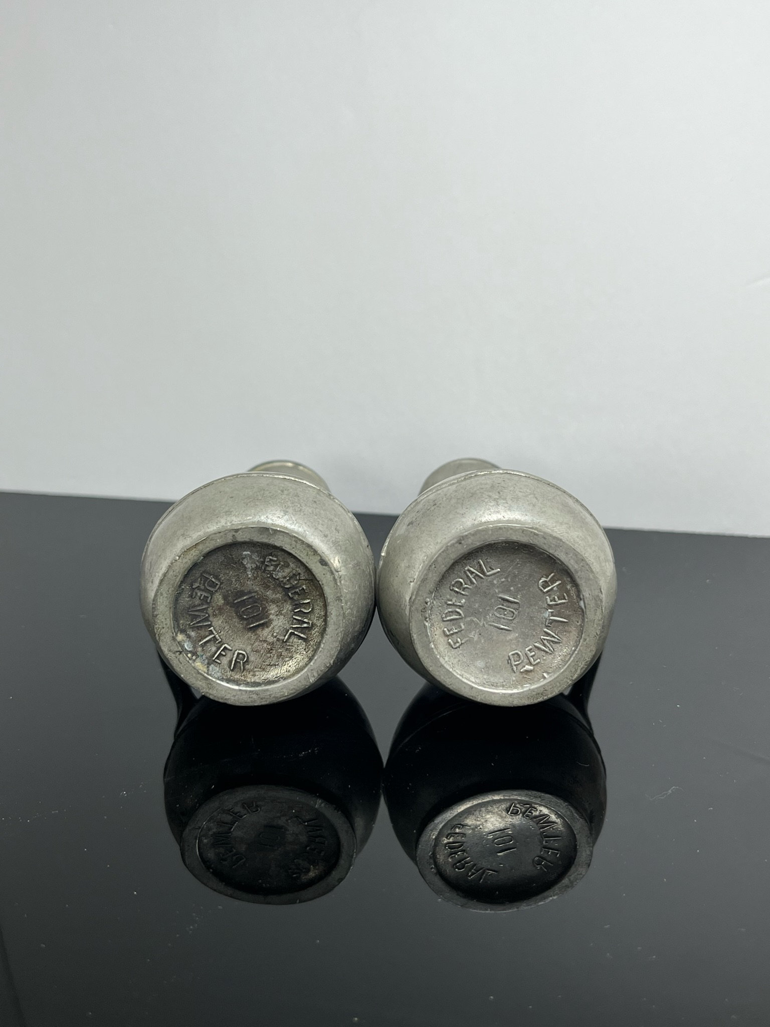 Vintage Federal Pewter Monogram Salt & Pepper Shakers - Etsy
