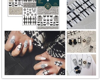 Knit Sweater Nail Art Stickers Self Decals/ Fall Winter 3D Embossed ...