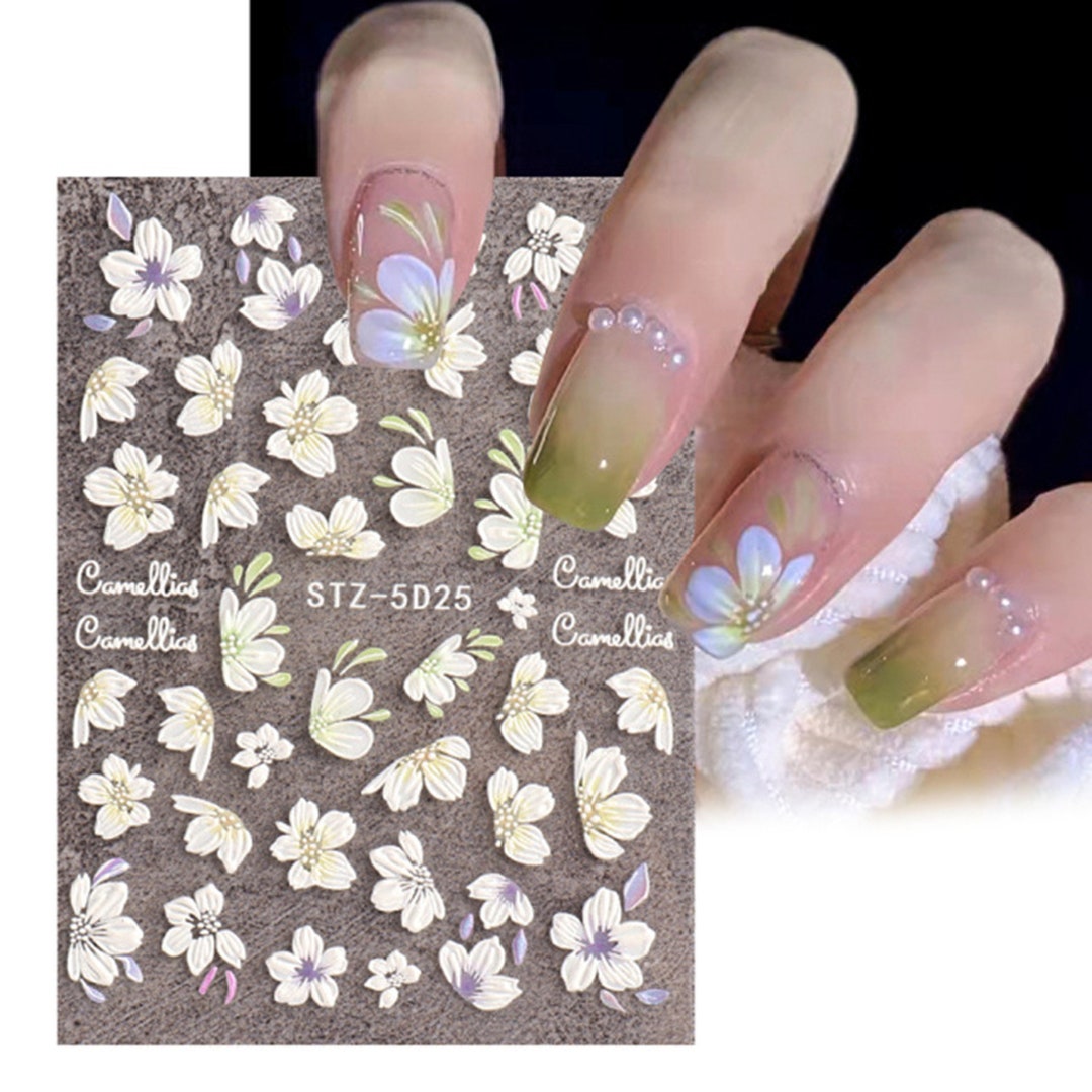 Magnolia Nail Art Decals|embossed Nail Sticker| Nail Diy - 5D Self ...