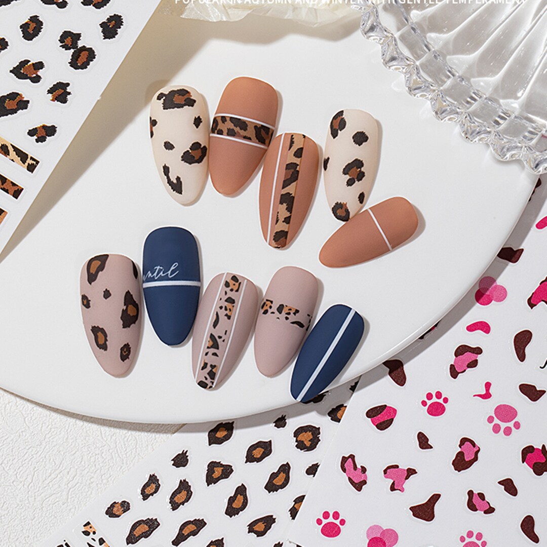 Leopard Print Nail Sticker/ Animal Pattern Self Adhesive Decals/ Pink ...