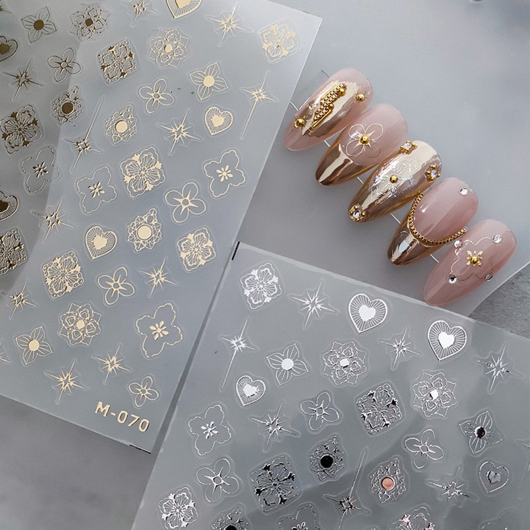 Nail Art, Gold and Silver Bucciarati Nail Stickers, Gold Nail Decals ...