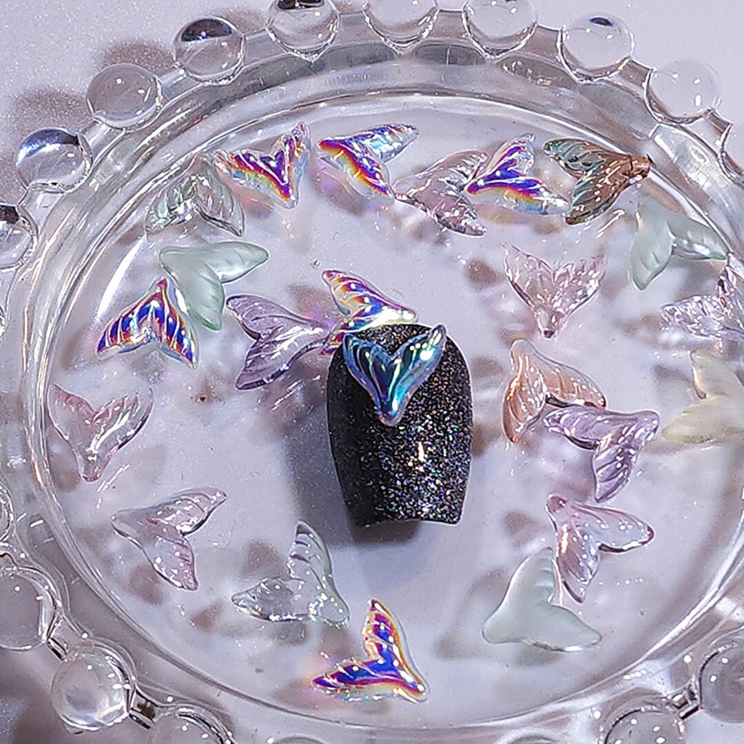 8 Pcs 4 Color Nair Art| Nail Charms| Delicate High Transparent Glass ...