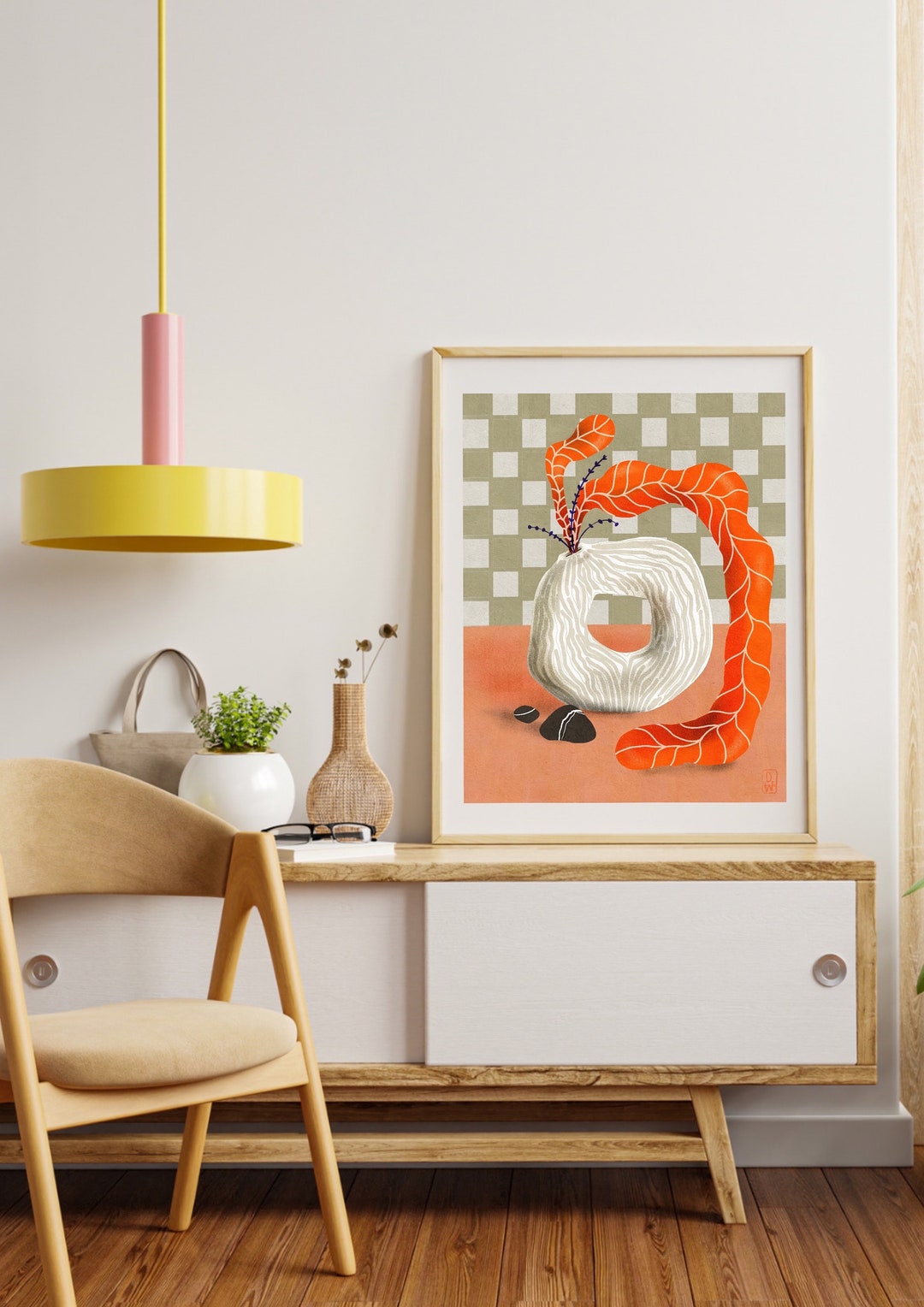 DIGITAL Downloadable PRINT File Inspirational Geometric Vase and Leaves ...