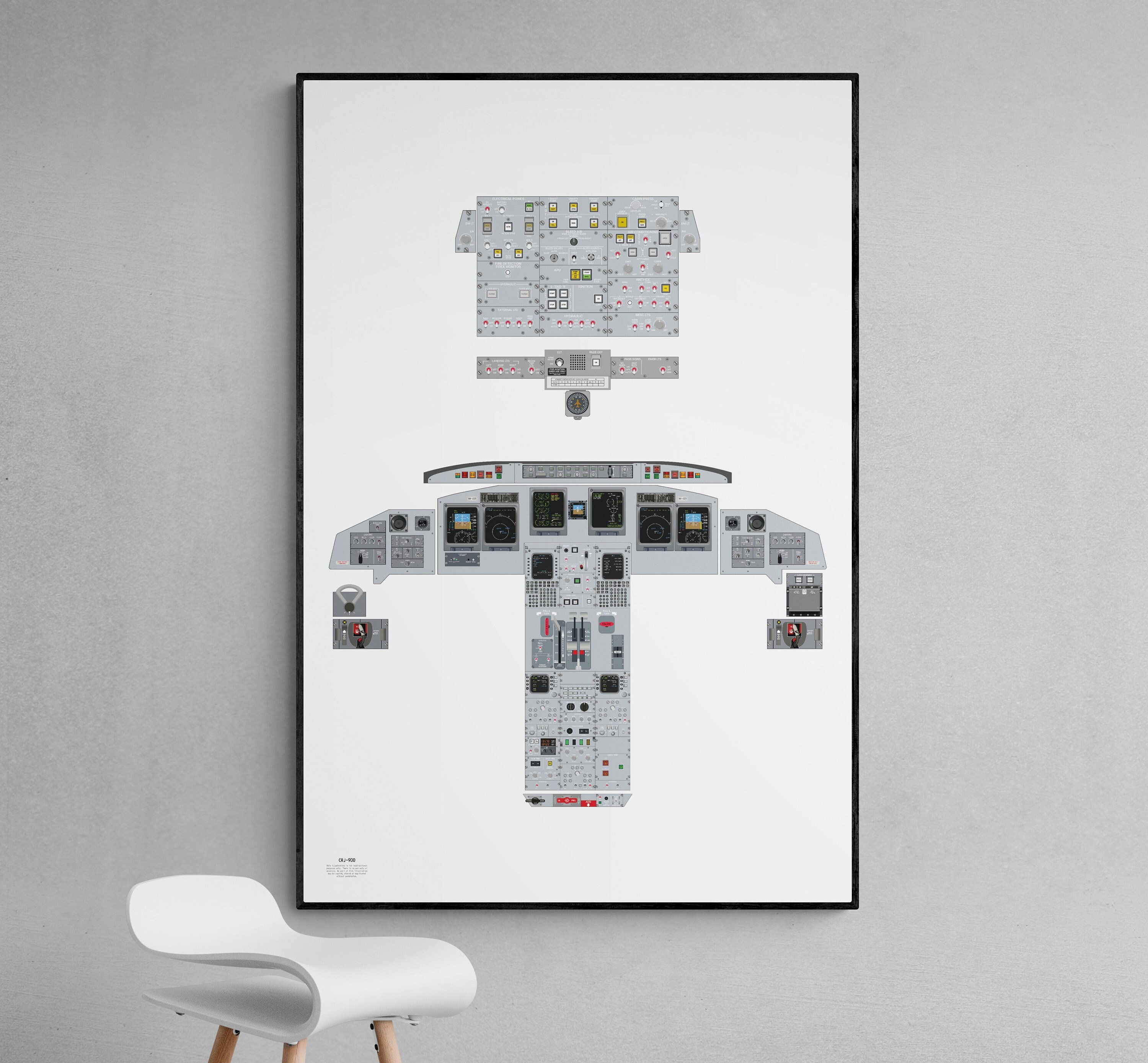 Large Bombardier CRJ-900 Training Cockpit Wall Poster - Etsy