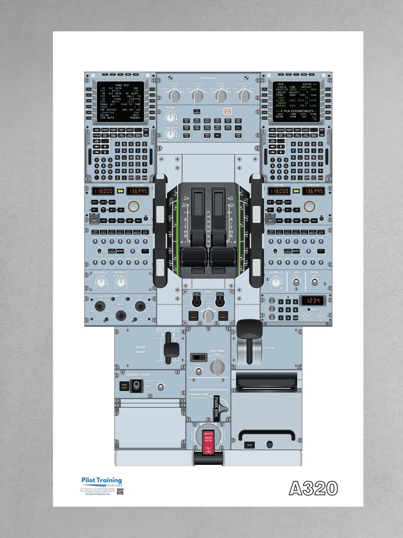 AIRBUS A320 Cockpit Poster 36 Wide Airbus 320 Training Poster A320 ...