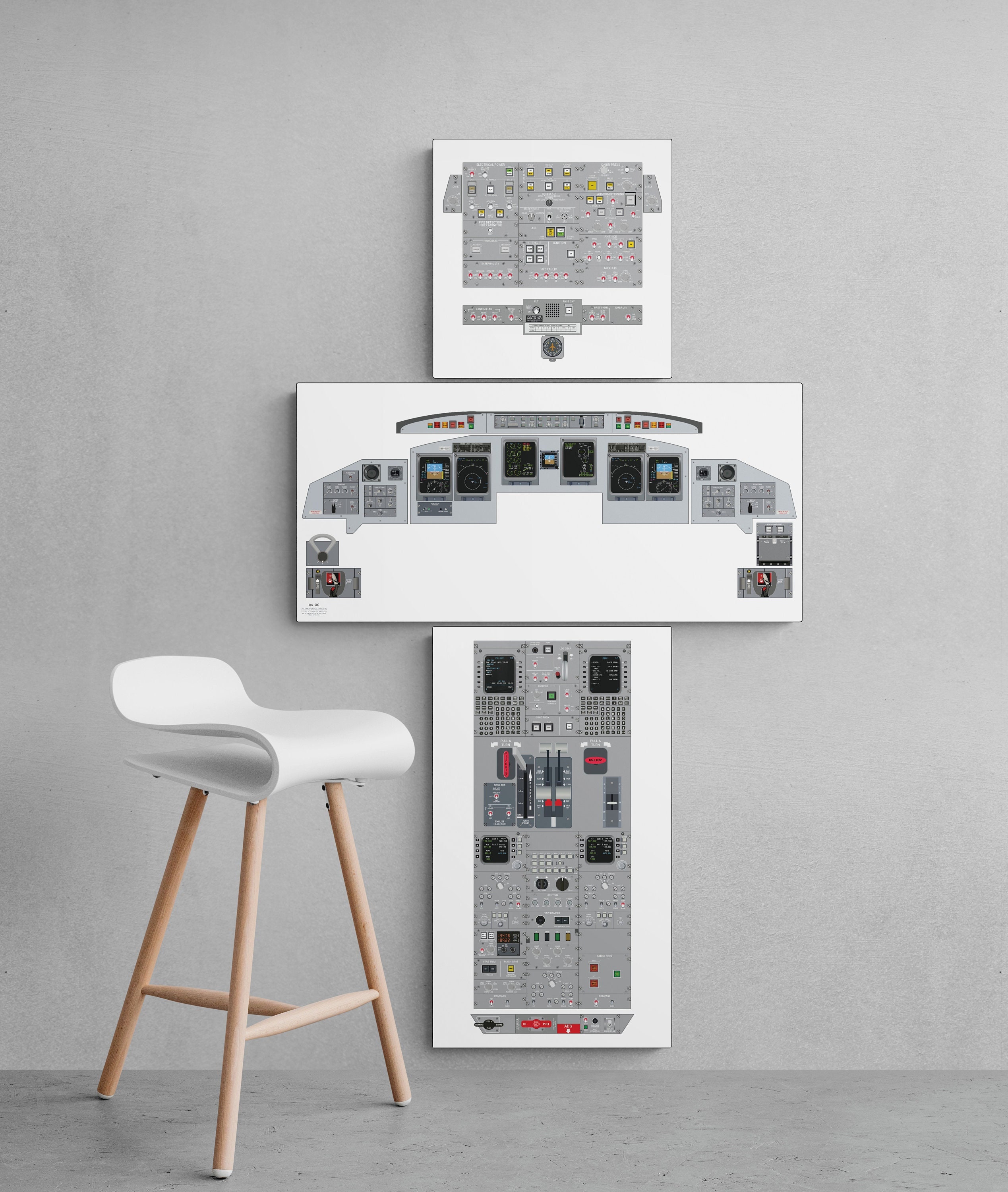 Crj900 Cockpit Poster Crj700 Cockpit Poster Training Panel Set Flight Simulator Training Etsy