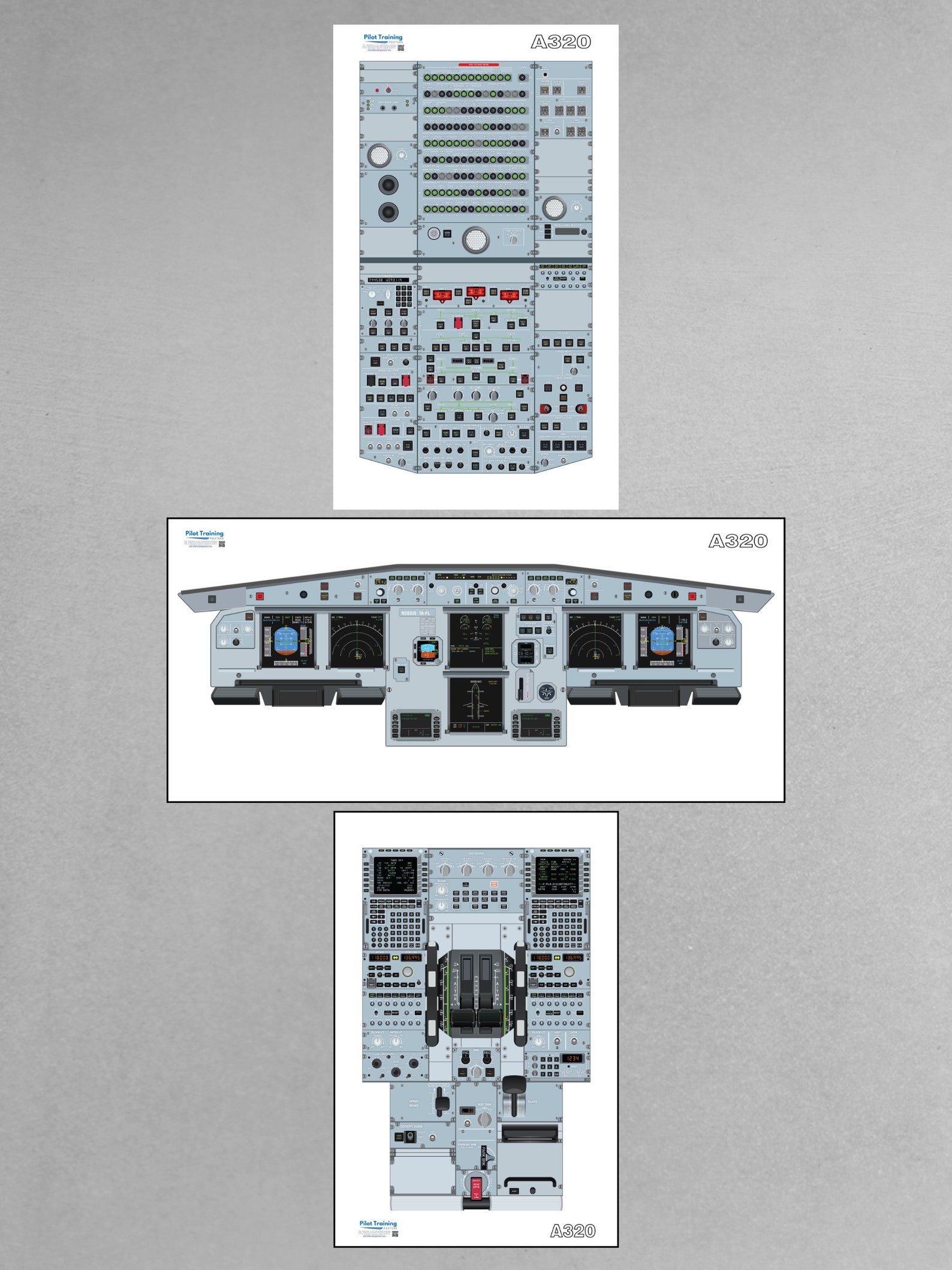 A320 Cockpit Poster AIRBUS A320 Cockpit Training Poster A320 Poster Airbus A320 Training Cockpit ...