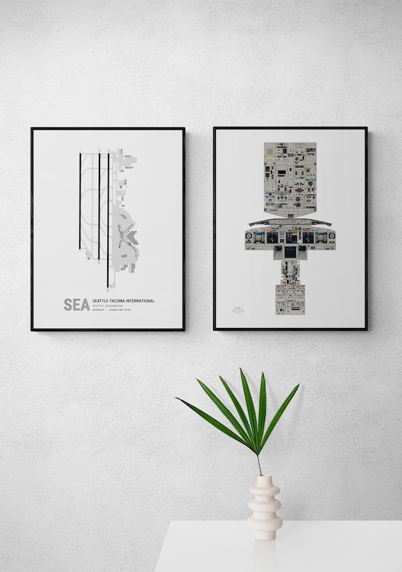 Seattle Airport Diagram and Boeing 737 Poster Gift Set - Etsy