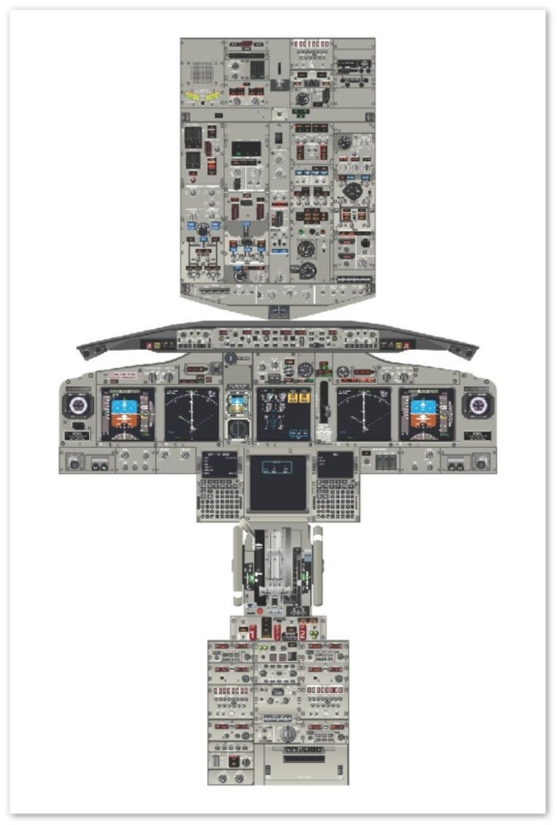 Huge Boeing 737-800 - Cockpit Poster - Pilot Gift Aviation Aircraft ...