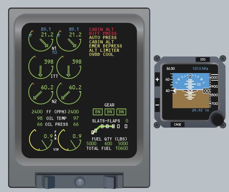 Bombardier CRJ-900 Study Aid Digital Graphic - Flight Deck Cockpit ...