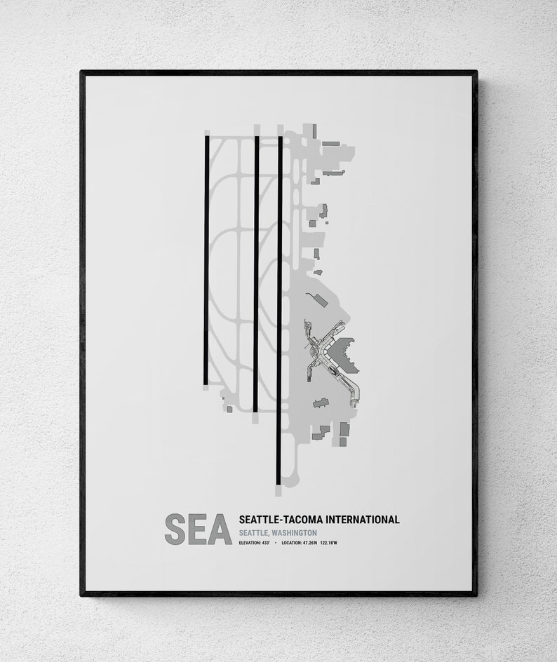 Seattle Airport SEA Diagram Poster - Etsy