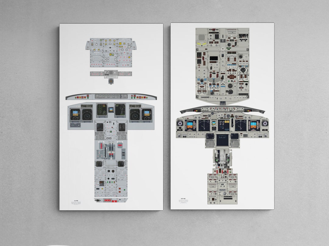 Airplane Print Set of 2 Cockpit Posters - Etsy