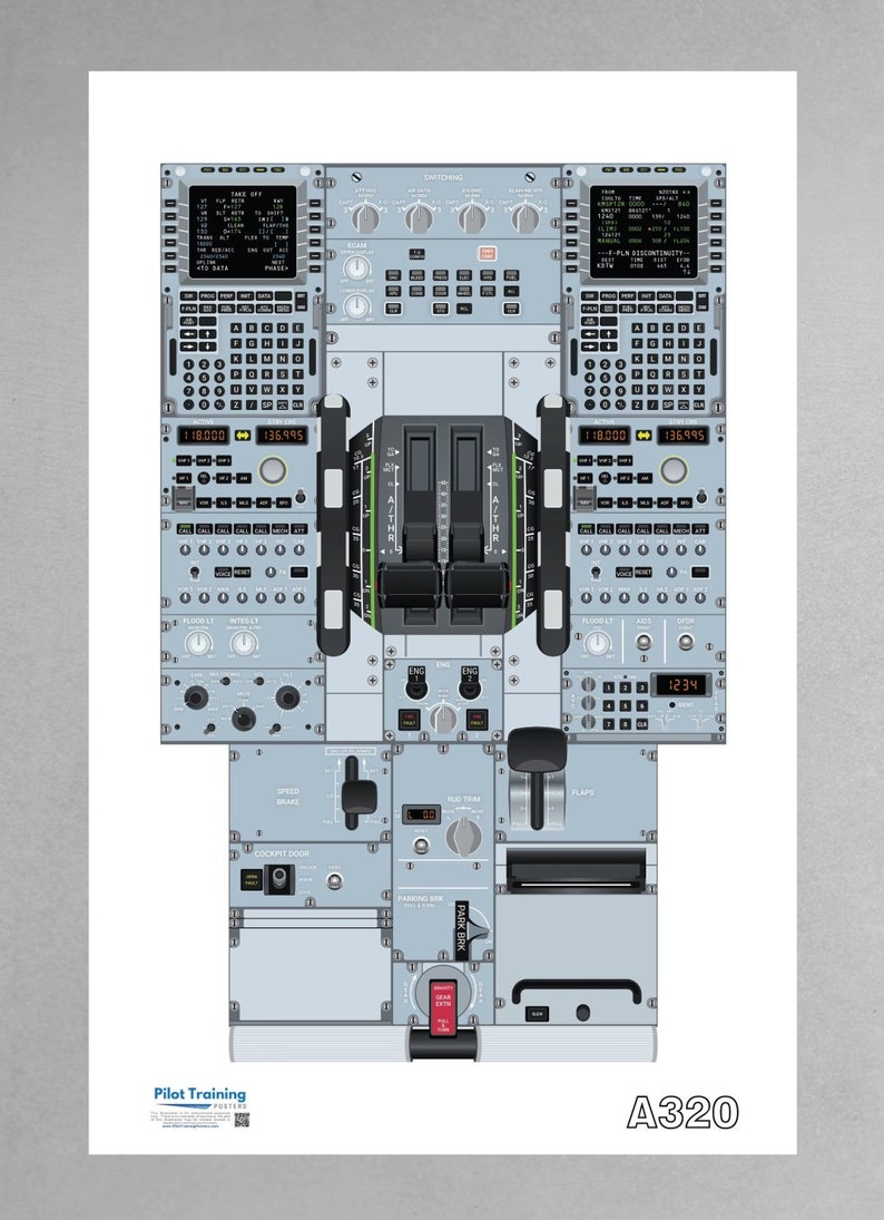 A320 Cockpit Poster AIRBUS A320 Cockpit Training Poster A320 Poster ...