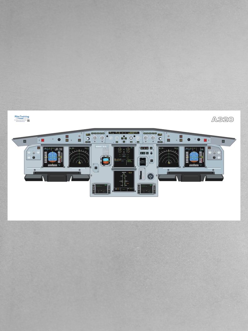 A320 Cockpit Poster AIRBUS A320 Cockpit Training Poster A320 Poster ...