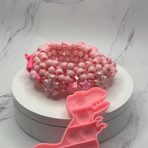 Kandi Cuff Pink Dinosaur Fidget Toy Pop It - Etsy