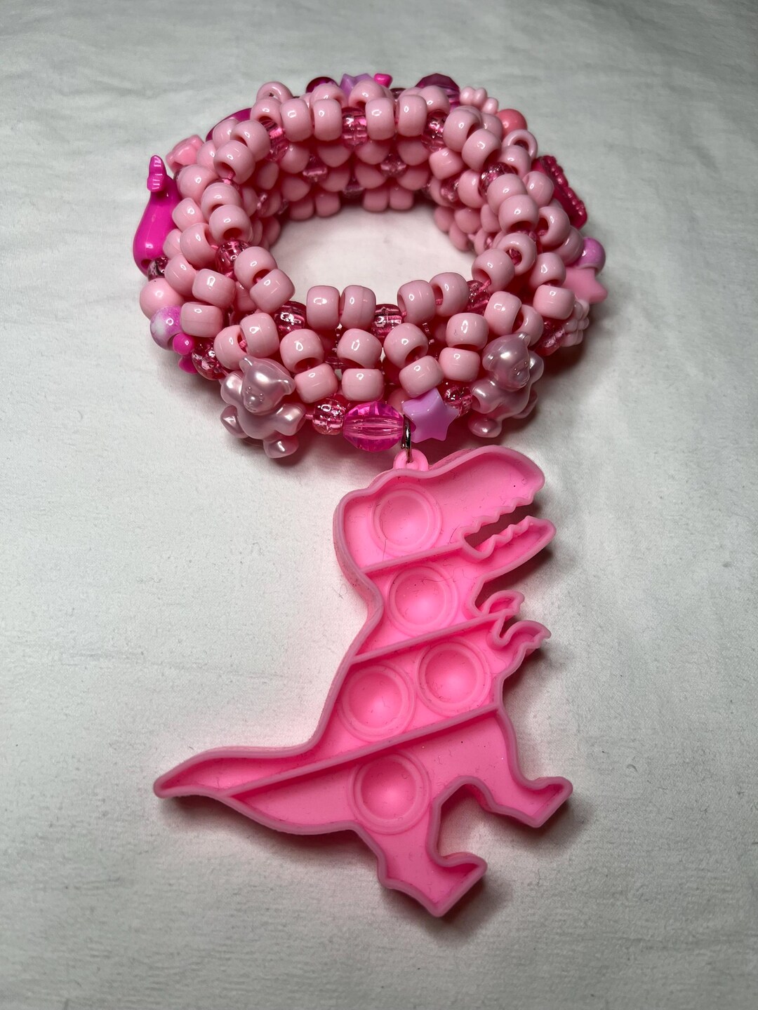 Kandi Cuff Pink Dinosaur Fidget Toy Pop It - Etsy