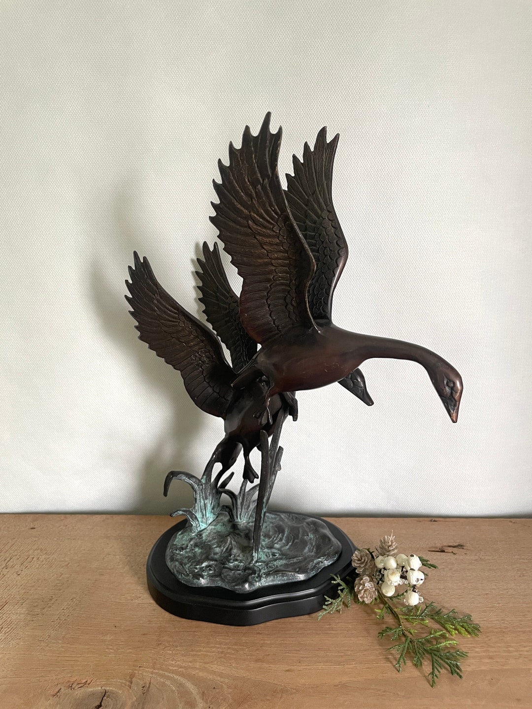 Bronze Geese Statue, Hunting Statue, Vintage Geese Statue, Vintage ...