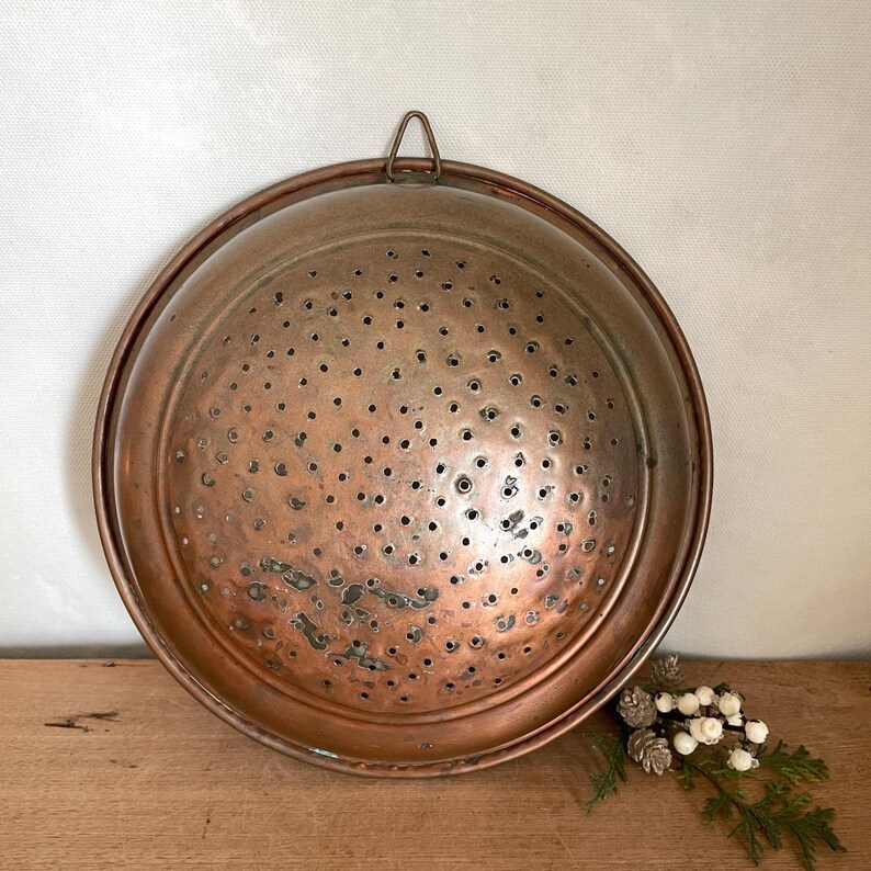 Vintage Copper Colander Sieve, French Country Kitchen Decor, Copper ...