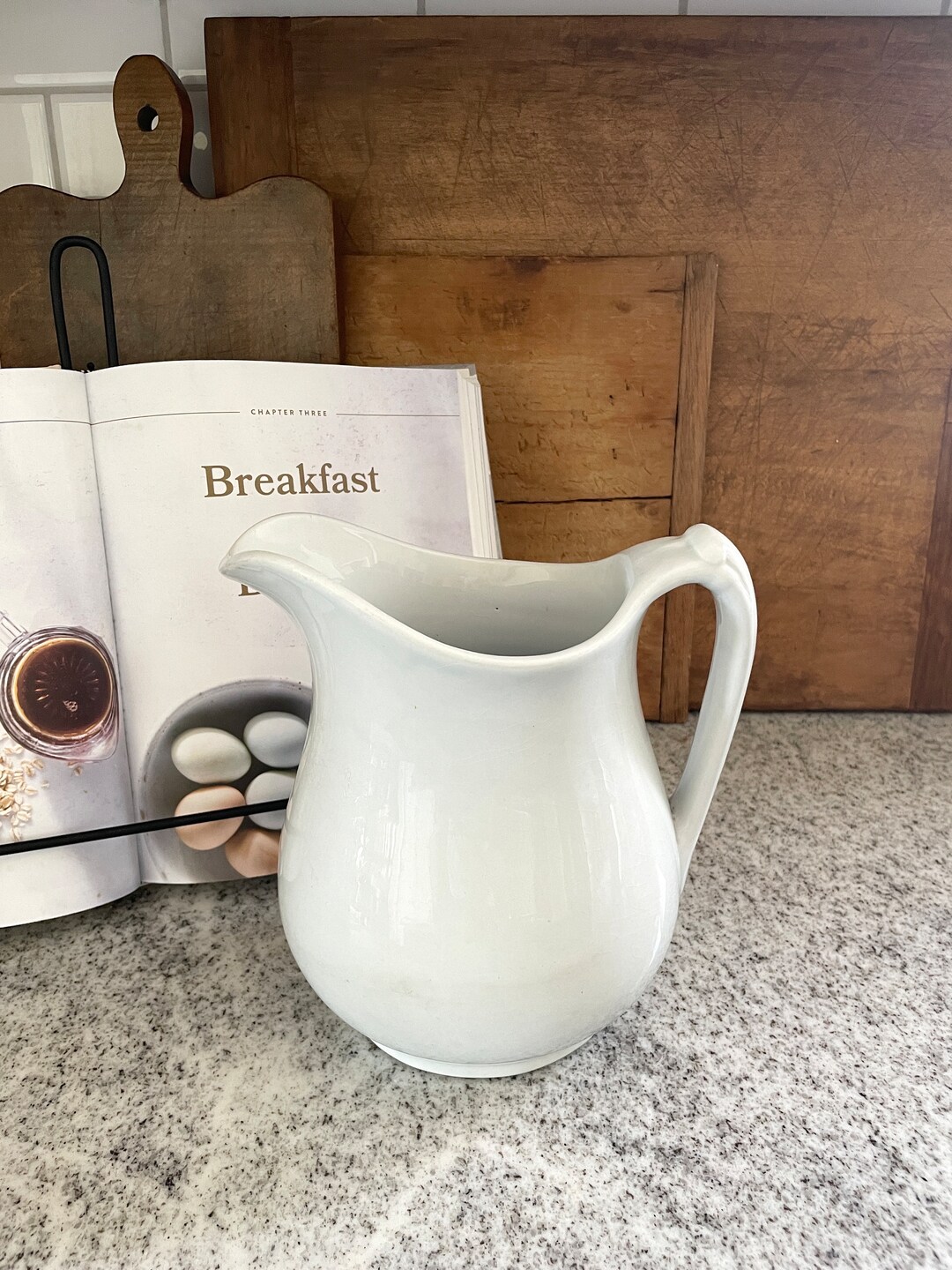 European White Ironstone Pitcher, White Pitcher, Vintage Pitcher ...