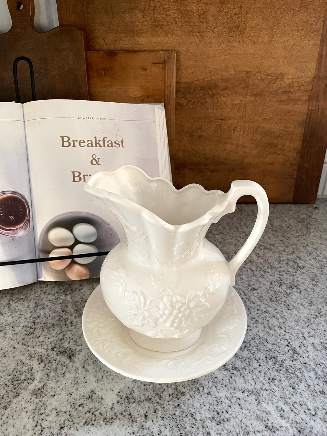 White Pitcher, Small White Pitcher, Vintage Pitcher, Kitchen Pitcher ...