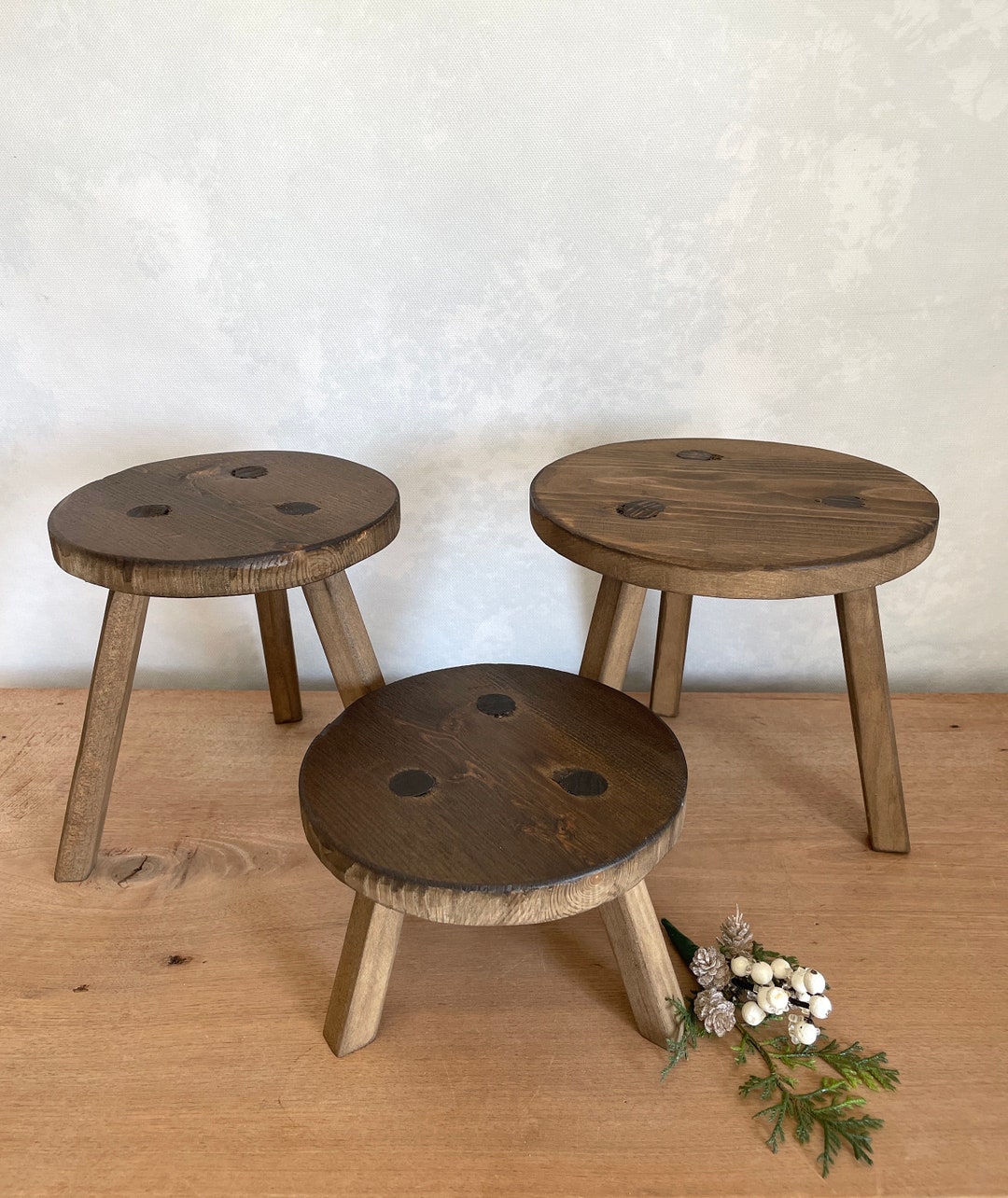 Small Wood Stool, Counter Top Stool, Wood Stool, Round Stool, Tripod Stool, Handmade Wood Stool ...