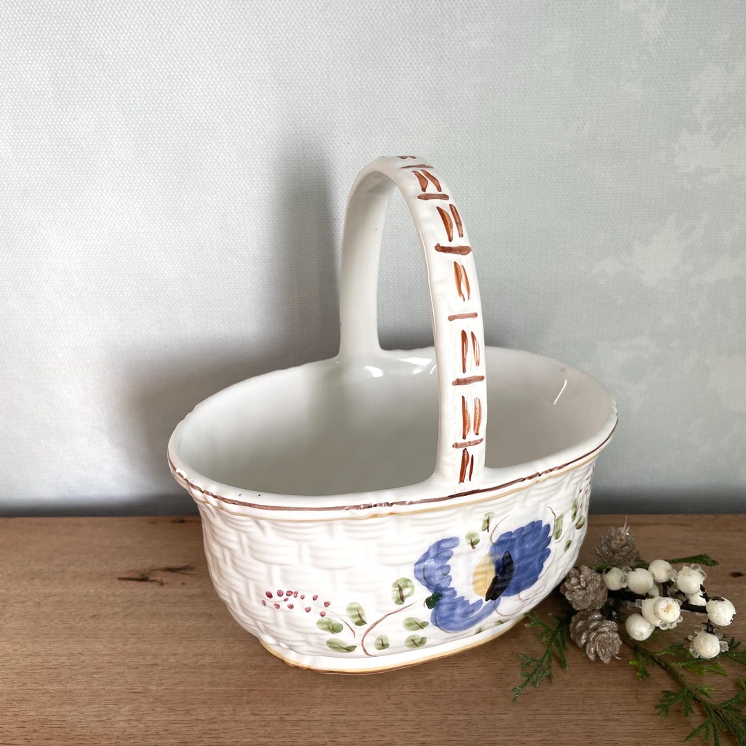 European Ceramic Basket, Vintage Basket, Vintage Ceramic Basket, Spring ...